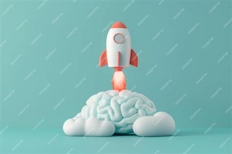 Premium Photo A Space Rocket Taking Off From A Brain