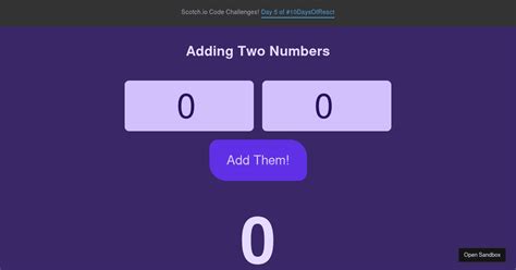 Challenge Calculator Adder Starter Codesandbox