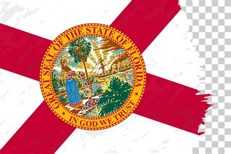 Horizontal Abstract Grunge Brushed Flag Of Florida On Transparent Grid