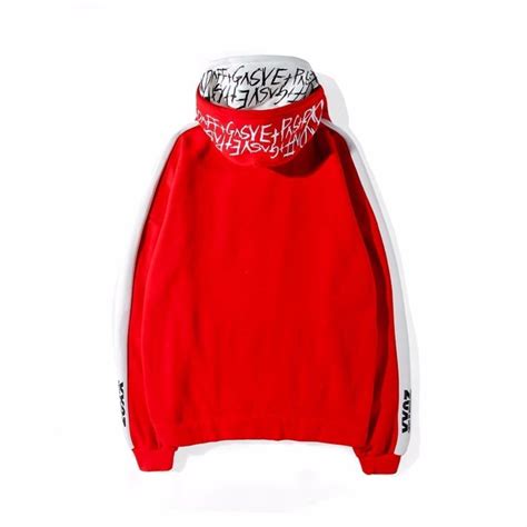 Bf Oversize Hoodie Streetwear Hip Hop Red Black Double Mens Hoodies