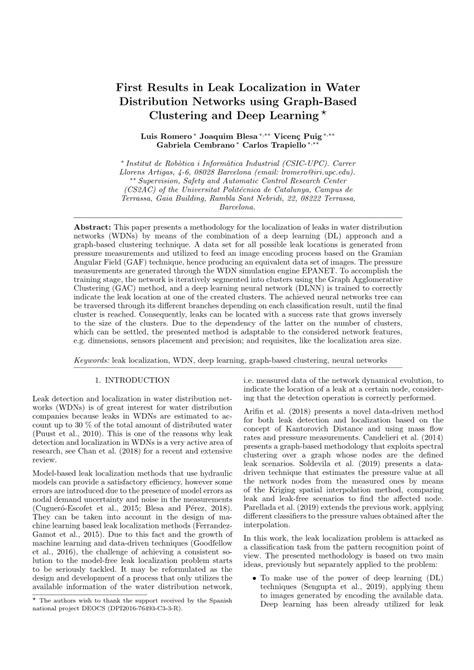 pdf first results in leak localization in water distribution networks