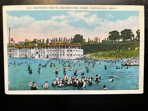 Vintage Postcard 1915 1930 Bathing Beach Edgewater Park Cleveland Ohio