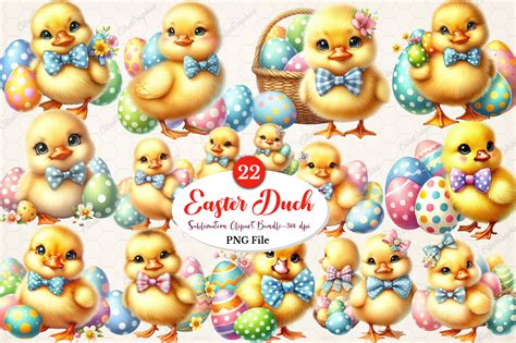 Watercolor Cute Easter Duck Clipart Graphic By Citragraphics · Creative