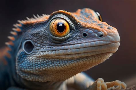 Premium Ai Image Illustrationdeep Looking Lizard Generative Ai