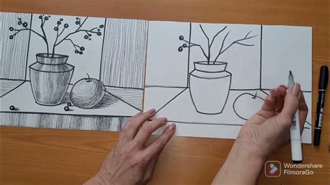 видео по Изо для начинающих Натюрморт в черно белой графике Youtube