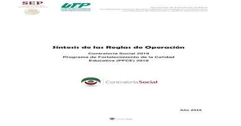 Síntesis De Las Reglas De Operación Upsrj · Síntesis De Las Reglas De