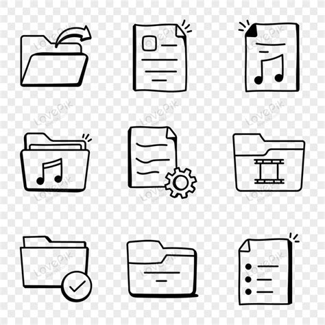 낙서 아이콘에서 파일 폴더의 집합입니다 Png 일러스트 무료 다운로드 Lovepik