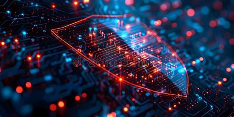 Symbolizing Cyber Defense And Protection A Digital Shield With Interconnected Circuits Concept