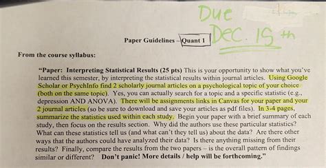 Solved Paper Interpreting Statistical Results 25 Pts