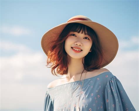 Premium Photo Cheerful Asian Girl Enjoying Summer
