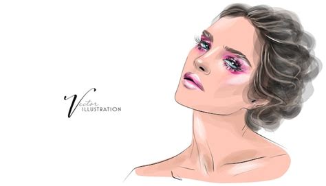 Bosquejo de maquillaje de cara de mujer diseño de tarjeta de visita de artista de maquillaje