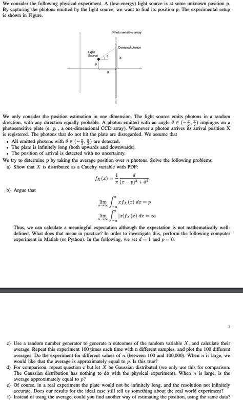 Solved We Consider The Following Physical Experiment A Chegg