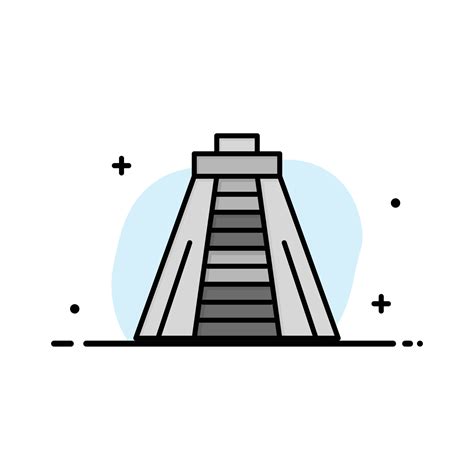 Chichén Itzá Hito Monumento Empresa Logotipo Plantilla Color Plano