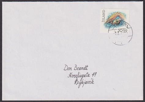 Hraun B7b On Cover Sent To Reykjavik In 1995 This Cancellation Is