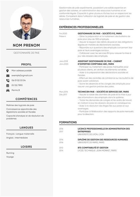 Cv Gestionnaire De Paie Cv à Remplir Et Télécharger En Pdf