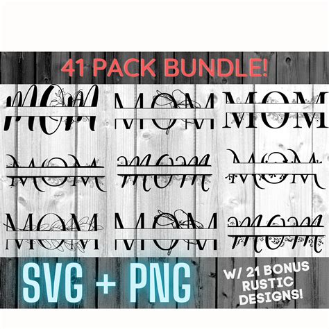 Mom Monogram Bundle Monogram Cricut Svg File Mom Clipart Mom Png Svg Bundle Mothers Day Svg
