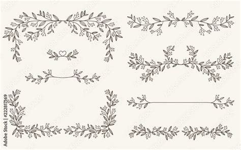 Vector Set Of Decorative Elements Border And Page Rules Frame Stock
