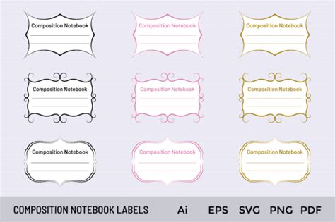 Composition Notebook Labels Tags Graphic By PranStudio Creative Fabrica