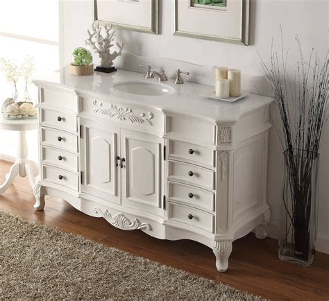 Adelina 56 Benton Collection Antique White Morton Bathroom Single Sink