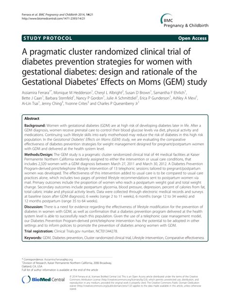 Pdf A Pragmatic Cluster Randomized Clinical Trial Of Diabetes Prevention Strategies For Women