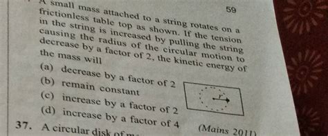 59 A Small Mass Attached To A String Rotates On A Frictionless Table As