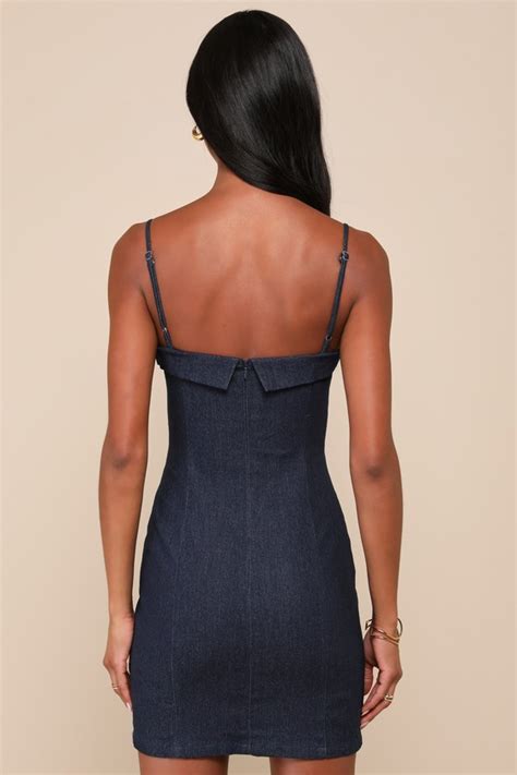 Dark Wash Dress Bodycon Denim Dress Sleeveless Mini Dress Lulus