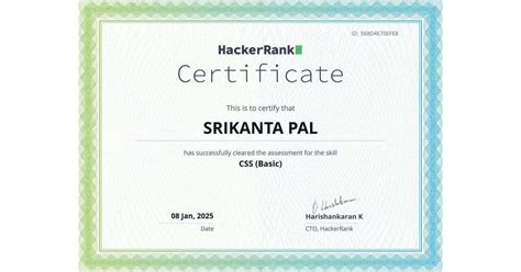 Hackerrank Skill Certificate Srikanta Pal