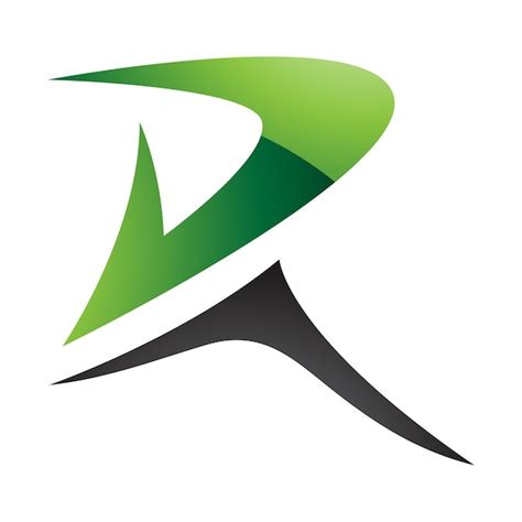 Premium Vector Green And Black Glossy Pointy Tipped Letter R Icon