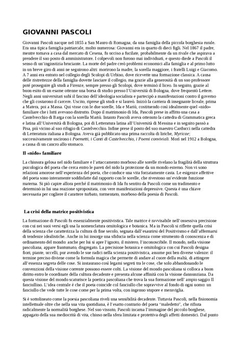 Giovanni Pascoli Docsity