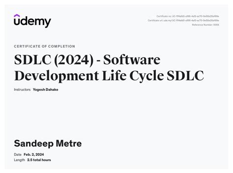 Completed Sdlc Course On Udemy Sandeep Metre Posted On The Topic