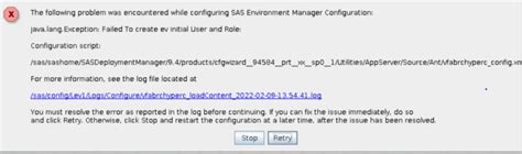 68909 The SAS Environment Manager Configuration Step Of The Load