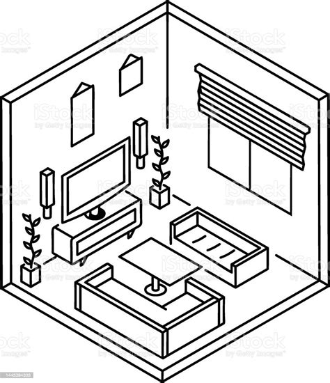 Tv 세트 주위에 앉아 세련 된 장식 개념 벡터 개요 아이콘 디자인 공간 절약 스케치 인테리어 장식 기호 휴대용 홈 오피스 객실