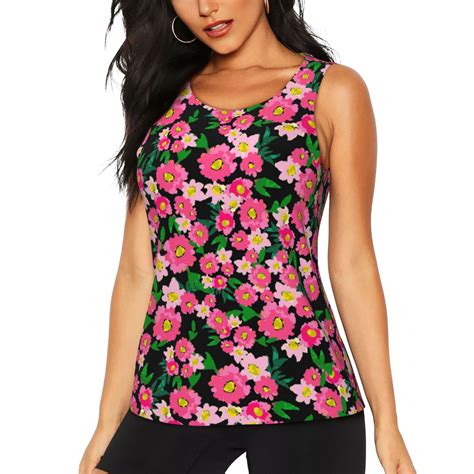 Daiia Blooming Meadow Printed Womens Workout Tops For Women Quick Dry