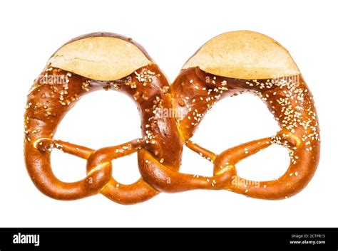 Bavarian Salted Bread Pretzel Isolated On White Background Oktoberfest
