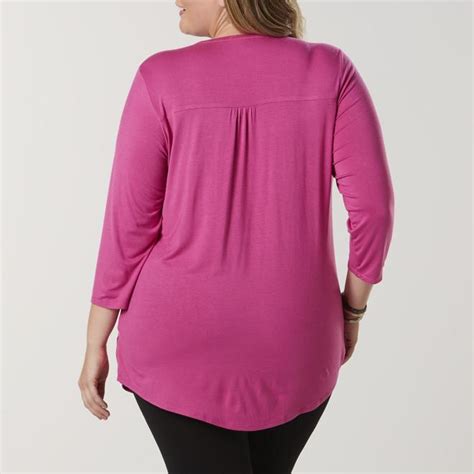 Simply Emma Womens Plus Pintuck Top