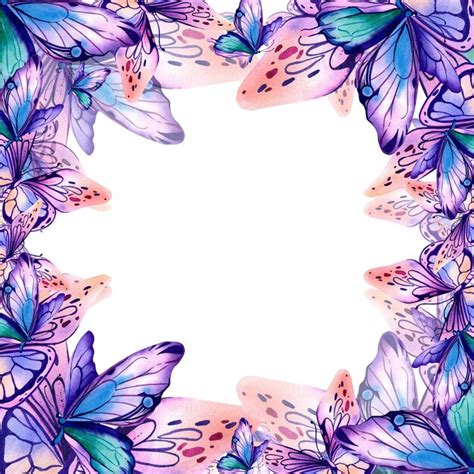 Mariposas morfo con alas rosas naranjas y azules ilustración acuarela