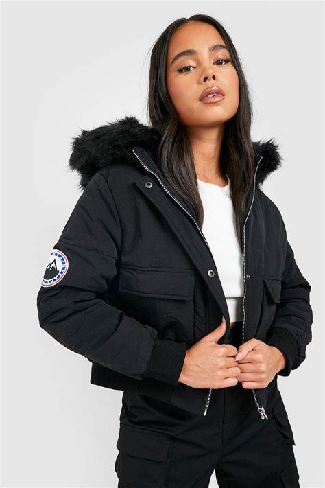 Cropped Faux Fur Jacket With Hood Online Danzhaocc