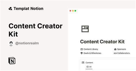 Templat Content Creator Kit Notion Marketplace