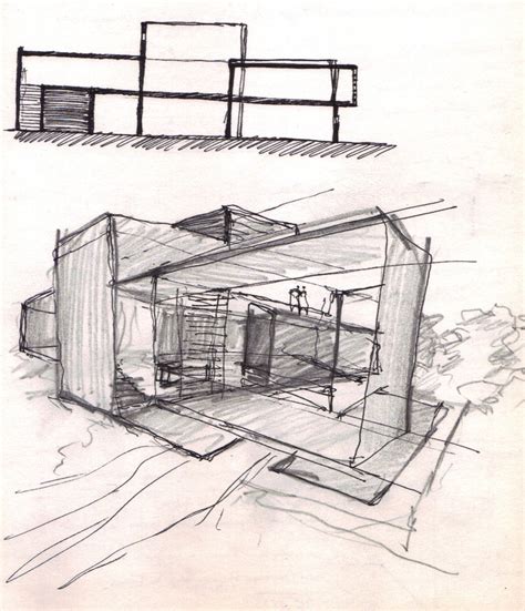 Two Drawings Of Different Types Of Architecture