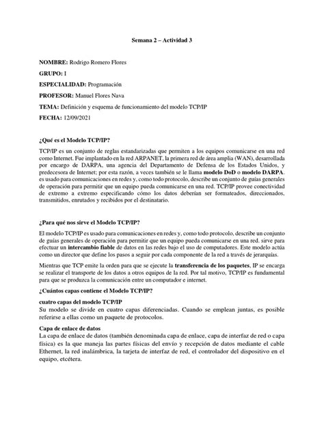 Investigacion Del Modelo Tcp Pdf Conjunto De Protocolos De Internet Red De Computadoras