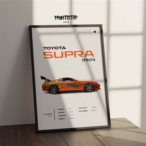 Toyota Supra MK Poster JDM Classic Car Wall Art Garage Decor Fine Art Print Gift For