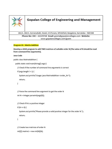 Java Lab Manual 3 Rd Sem Vtu Pdf Method Computer Programming