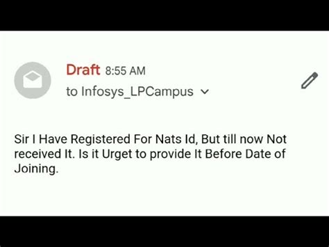 Sending Mail To Infosys NATS Id Enrollment Not Received YouTube