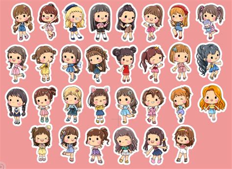 Kawaii Chibi Girl Stickers Set Of 30 Stickers Sticker Laptop Sticker