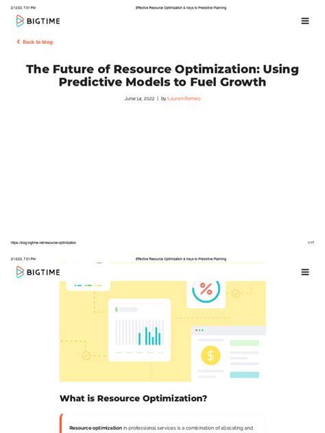 Effective Resource Optimization And Keys To Predictive Planning Pdf