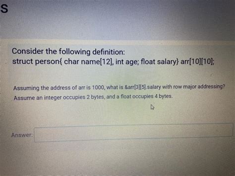 Solved S Consider The Following Definition Struct Person{