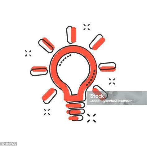 向量卡通燈燈泡圖示的漫畫風格電燈標誌插圖表意字元點子燈泡業務飛濺效果概念向量圖形及更多互聯網圖片 互聯網 仔細考慮 光 Istock