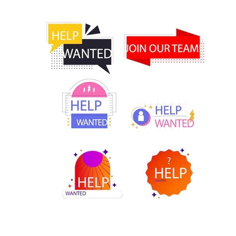 premium vector help wanted label design vector