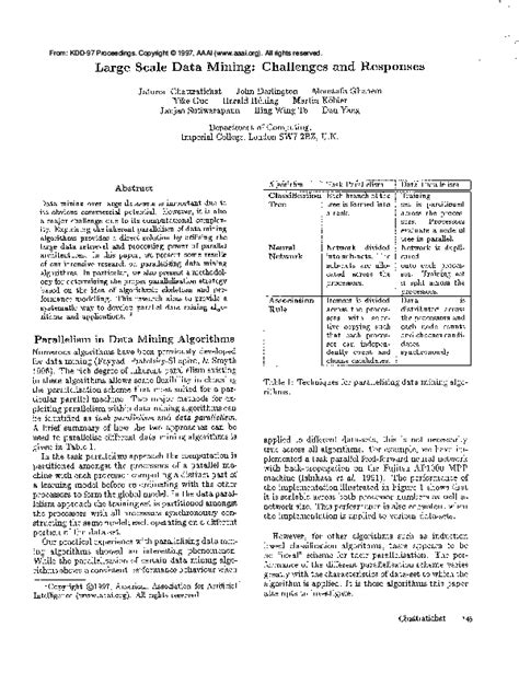 Pdf Large Scale Data Mining Challenges And Responses