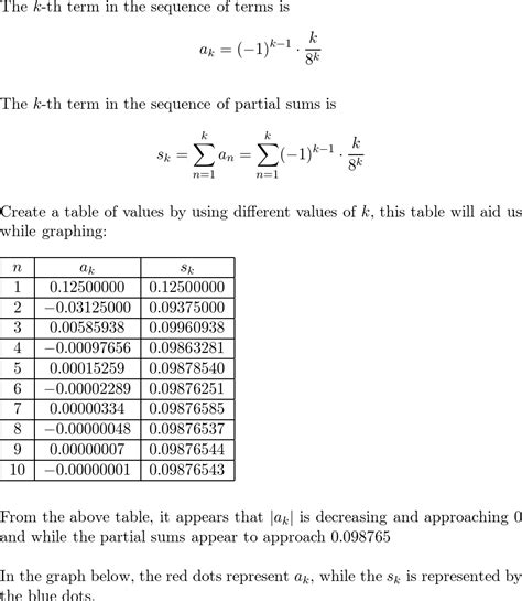 graph both the sequence of terms and the sequence of partial quizlet